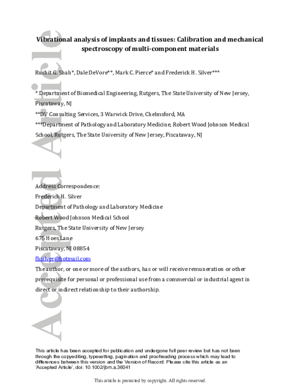 (PDF) Vibrational analysis of implants and tissues: Calibration and ...