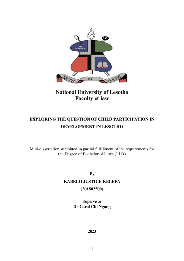 (PDF) EXPLORING THE QUESTION OF CHILD PARTICIPATION IN DEVELOPMENT IN LESOTHO Mini-dissertation ...