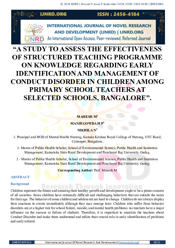 (PDF) "A STUDY TO ASSESS THE EFFECTIVENESS OF STRUCTURED TEACHING ...