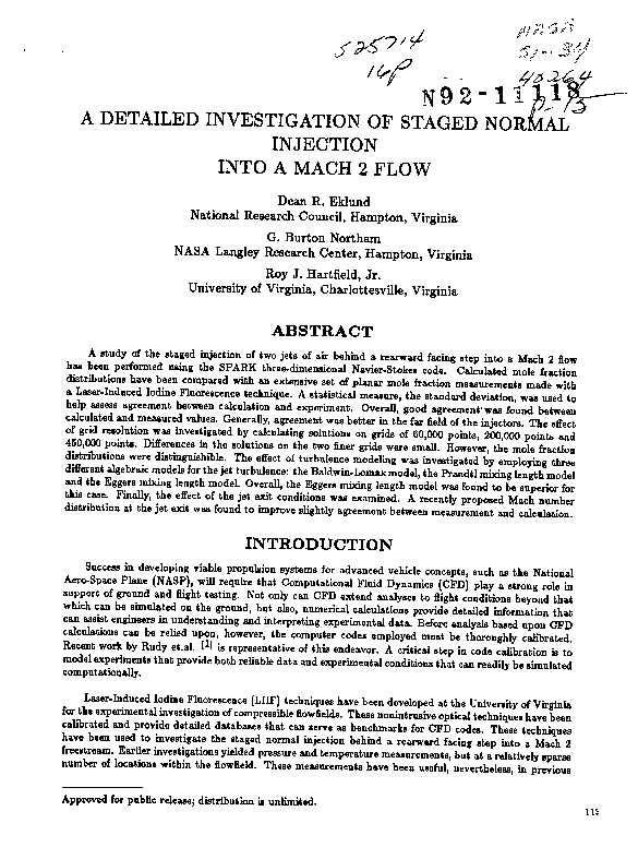 (PDF) A detailed investigation of staged normal injection into a Mach 2 ...