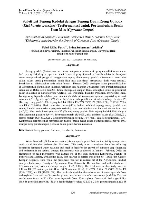 (PDF) Substitusi Tepung Kedelai dengan Tepung Daun Eceng Gondok ...