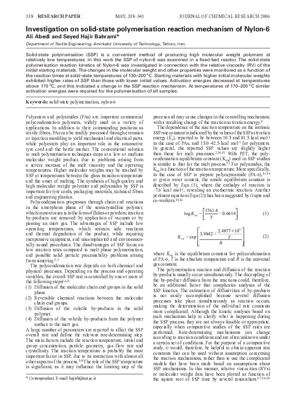 (PDF) Investigation on solid-state polymerisation reaction mechanism of ...