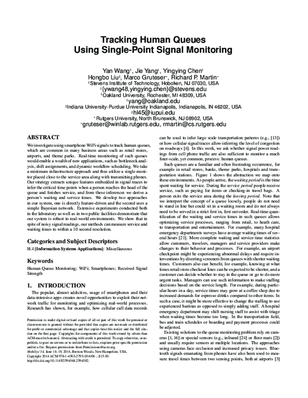 (PDF) Tracking human queues using single-point signal monitoring