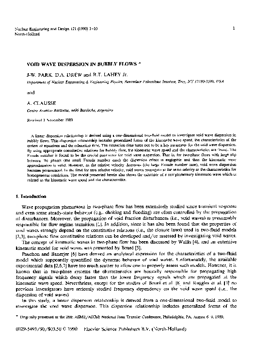 (PDF) Void wave dispersion in bubbly flows