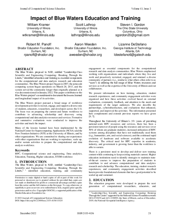 (PDF) Impact of Blue Waters Education and Training