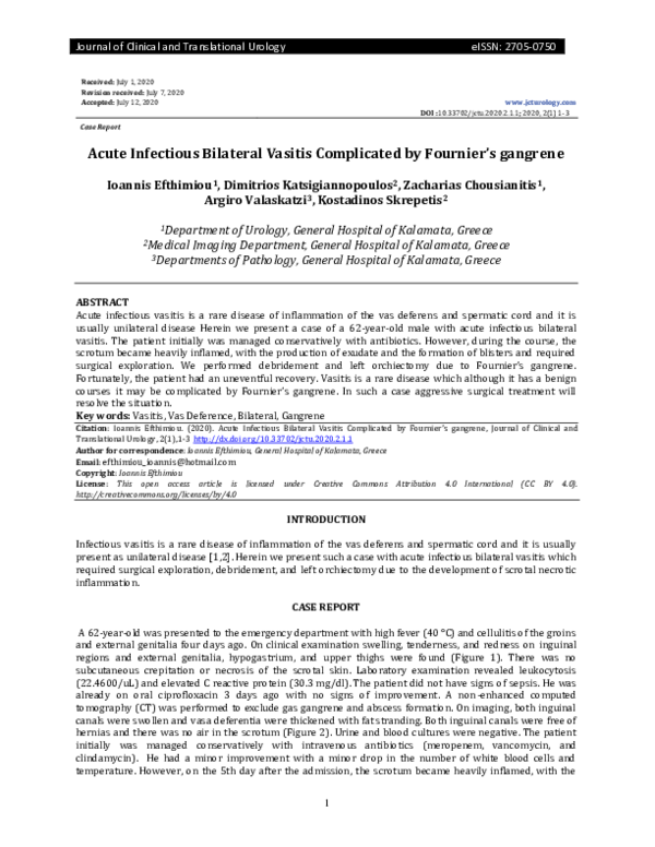(PDF) Acute Infectious Bilateral Vasitis Complicated by Fournier’s ...