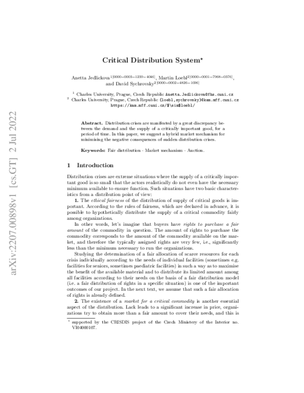 (PDF) Critical Distribution System