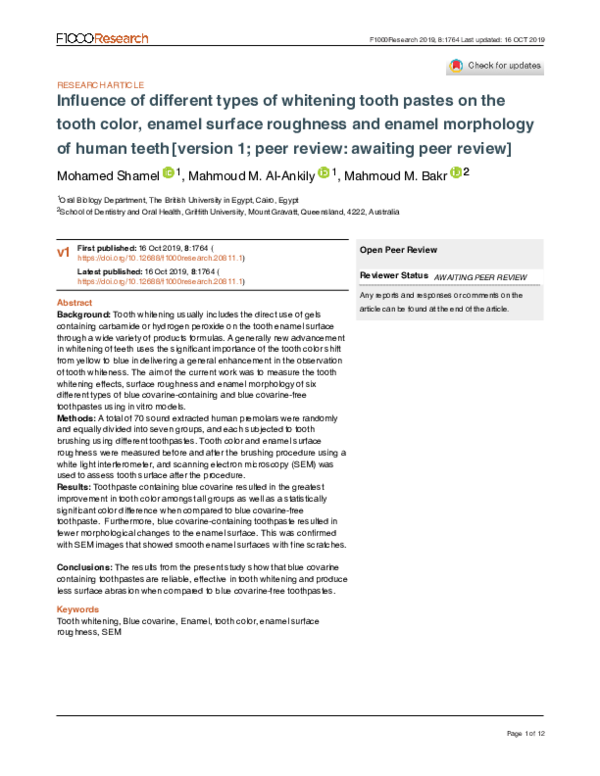 (PDF) Influence of different types of whitening tooth pastes on the ...