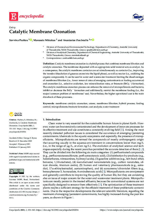 (PDF) Catalytic Membrane Ozonation