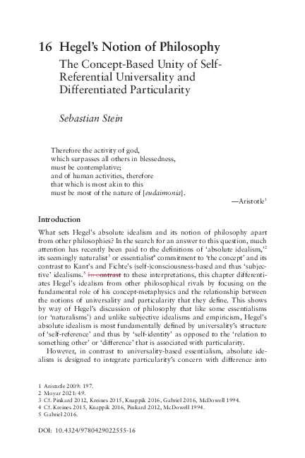(PDF) Hegel’s Notion of Philosophy - The Concept-Based Unity of Self ...
