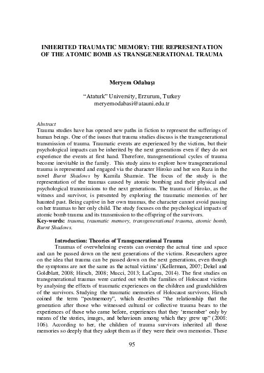 (PDF) INHERITED TRAUMATIC MEMORY: THE REPRESENTATION OF THE ATOMIC BOMB ...