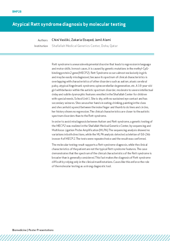 (PDF) Atypical Rett syndrome diagnosis by molecular testing | Vasiliki ...