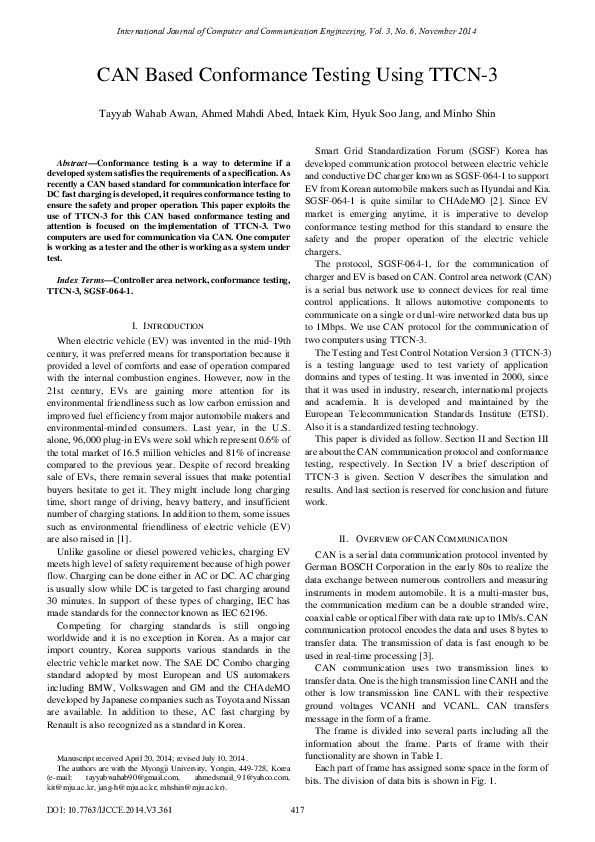 (PDF) CAN Based Conformance Testing Using TTCN-3 | tayyab awan ...