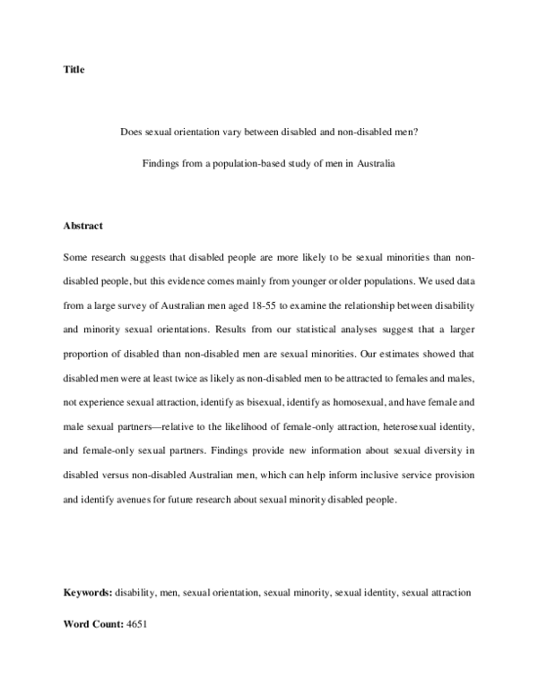 Pdf Does Sexual Orientation Vary Between Disabled And Non Disabled 2304