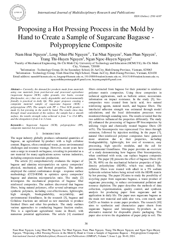 (PDF) Proposing a Hot Pressing Process in the Mold by Hand to Create a ...