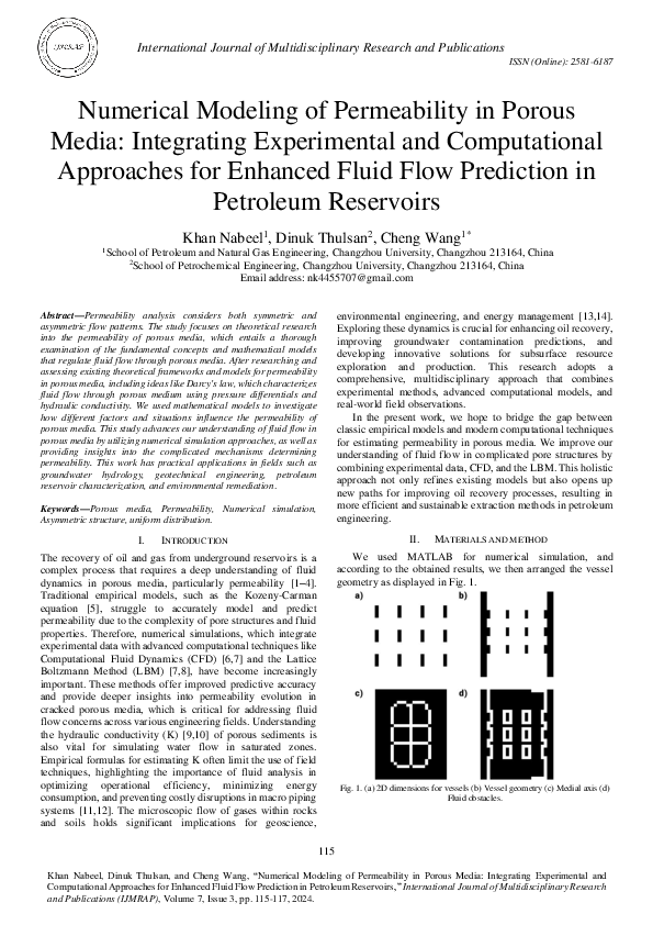 (PDF) Numerical Modeling of Permeability in Porous Media: Integrating Experimental and ...