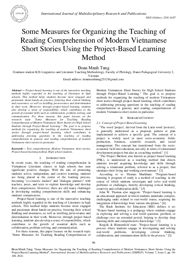 (PDF) Some Measures for Organizing the Teaching of Reading ...