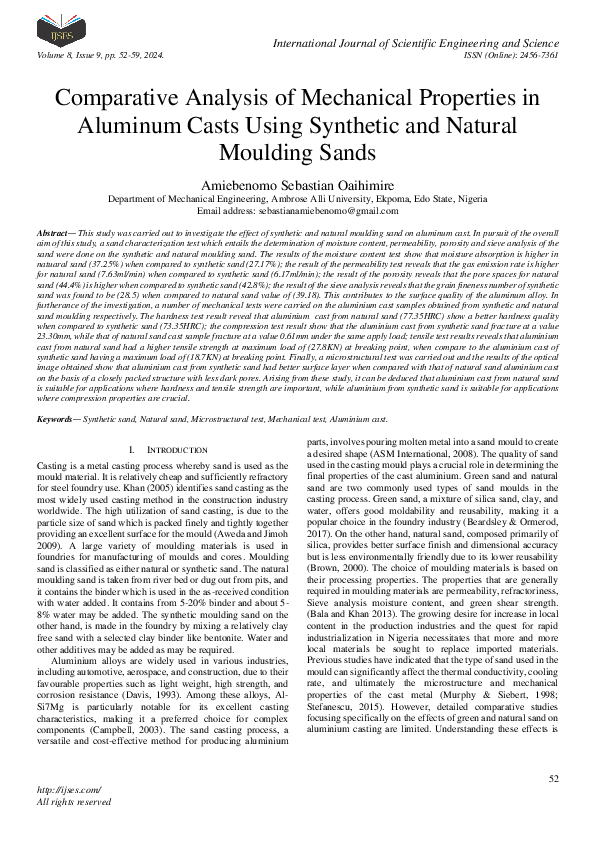(PDF) Comparative Analysis of Mechanical Properties in Aluminum Casts ...