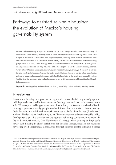 (PDF) Pathways to assisted self-help housing: the evolution of Mexico’s ...