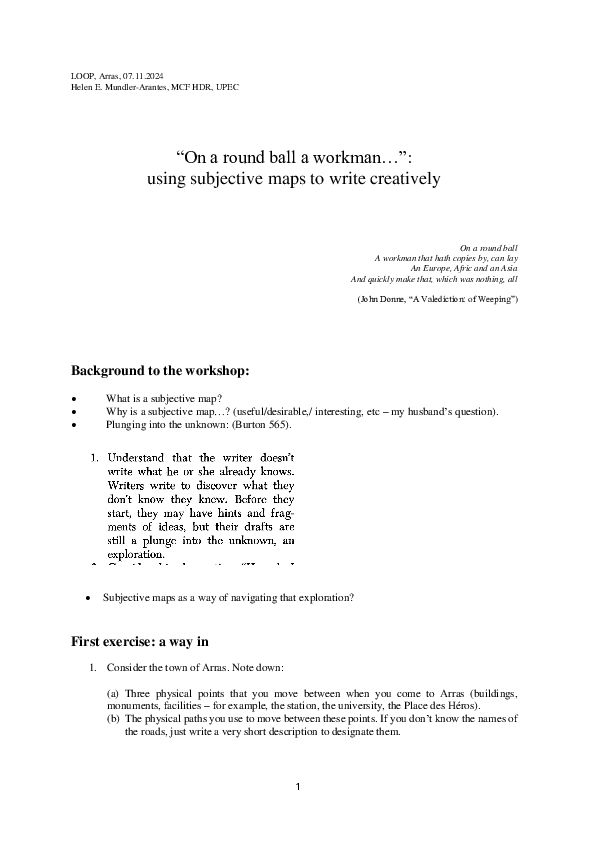 (PDF) "On a round ball a workman…": using subjective maps to write ...