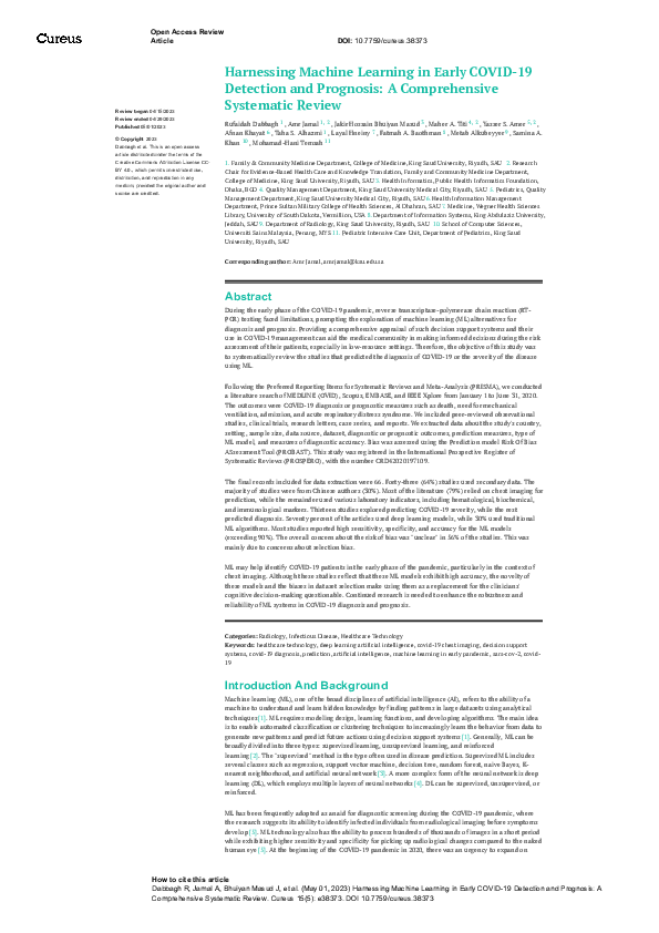 (PDF) Harnessing Machine Learning in Early COVID-19 Detection and ...