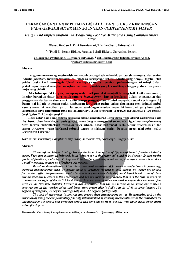 (PDF) Perancangan Dan Implementasi Alat Bantu Ukur Kemiringan Pada Gergaji Miter Menggunakan ...
