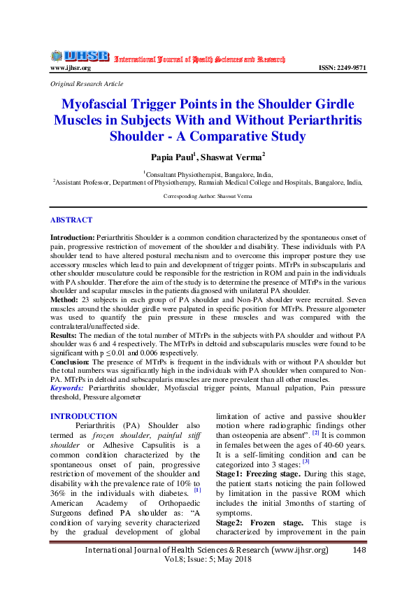 (PDF) Myofascial Trigger Points in the Shoulder Girdle Muscles in ...