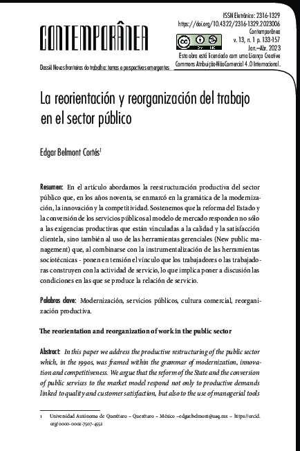 (PDF) La reorientación y reorganización del trabajo en el sector público