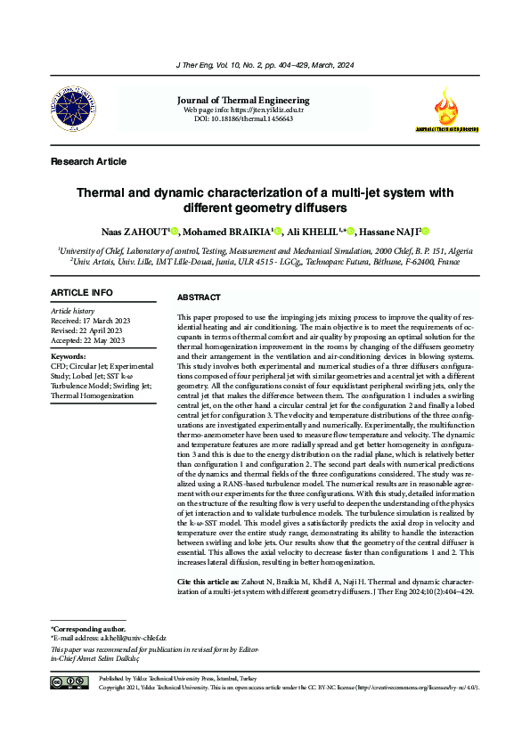 (PDF) Thermal and dynamic characterization of a multi-jet system with ...