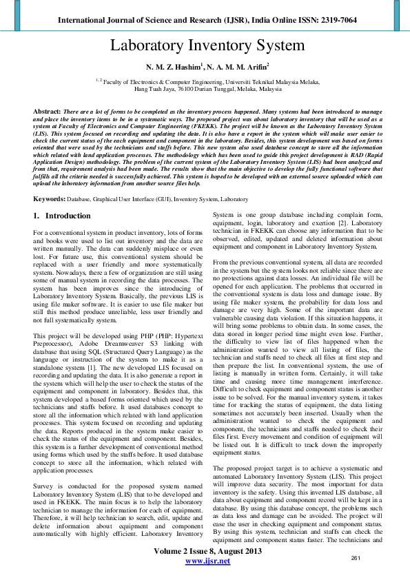 (PDF) Laboratory Inventory System