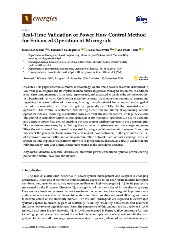 (PDF) Real-Time Validation of Power Flow Control Method for Enhanced Operation of Microgrids