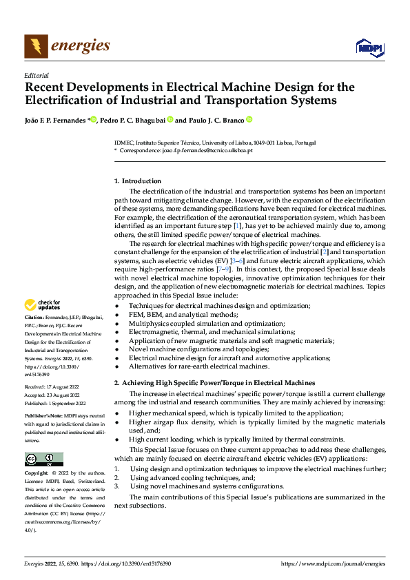 (PDF) Recent Developments in Electrical Machine Design for the ...