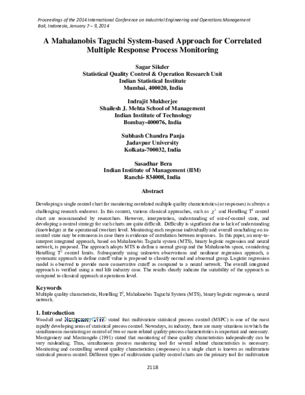 (PDF) A Mahalanobis Taguchi System-based Approach for Correlated ...