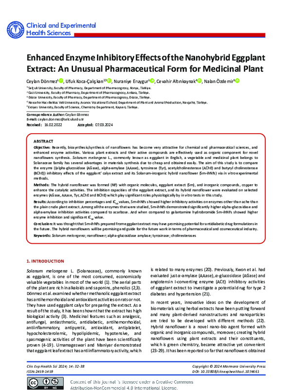 (PDF) Enhanced Enzyme Inhibitory Effects of the Nanohybrid Eggplant ...