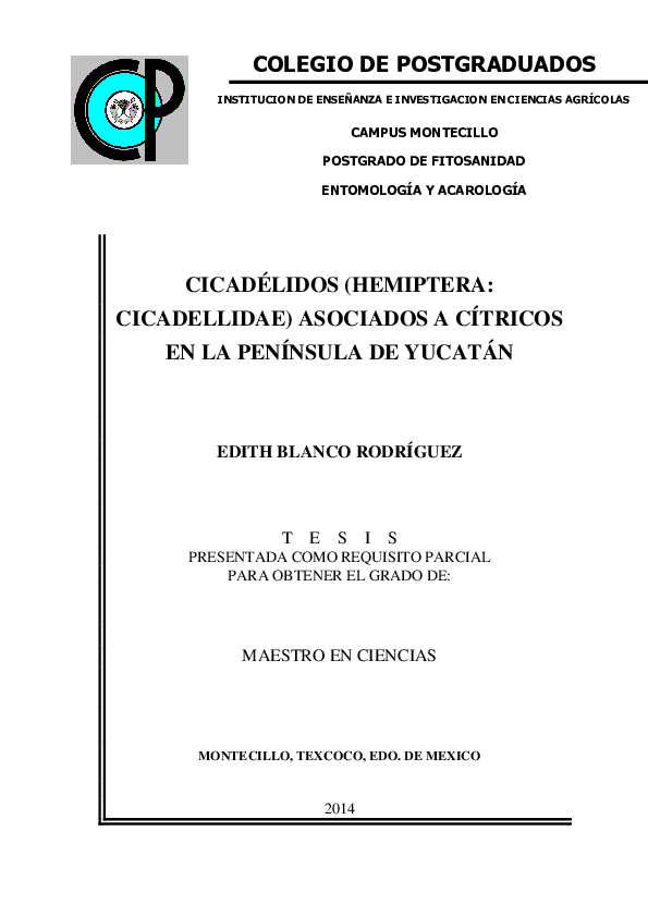 (PDF) Cicadélidos (Hemiptera: Cicadellidae) asociados a cítricos en la ...