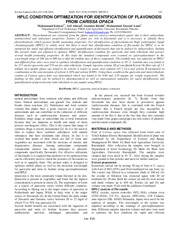 (PDF) HPLC Condition Optimization for Identification of Flavonoids from ...