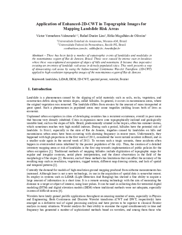 (PDF) Application of Enhanced-2D-CWT in Topographic Images for Mapping Landslide Risk Areas