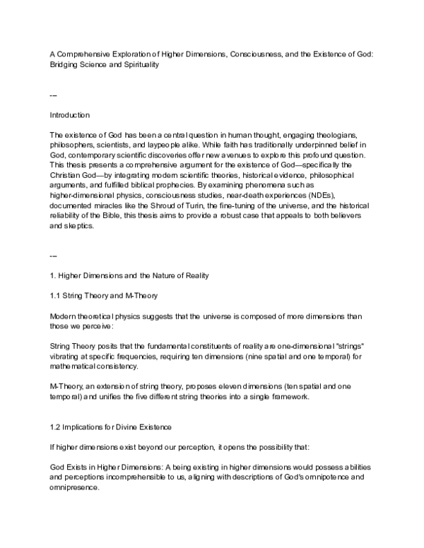 (PDF) A Comprehensive Exploration of Higher Dimensions, Consciousness ...