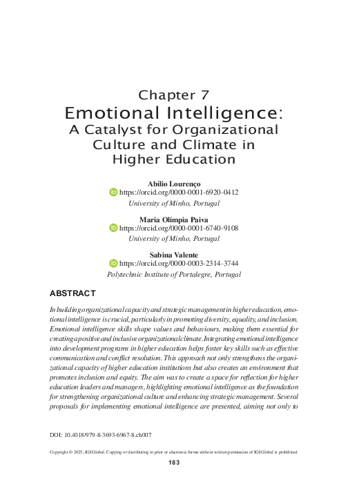 (PDF) Emotional intelligence: A catalyst for organizational culture and climate in higher education