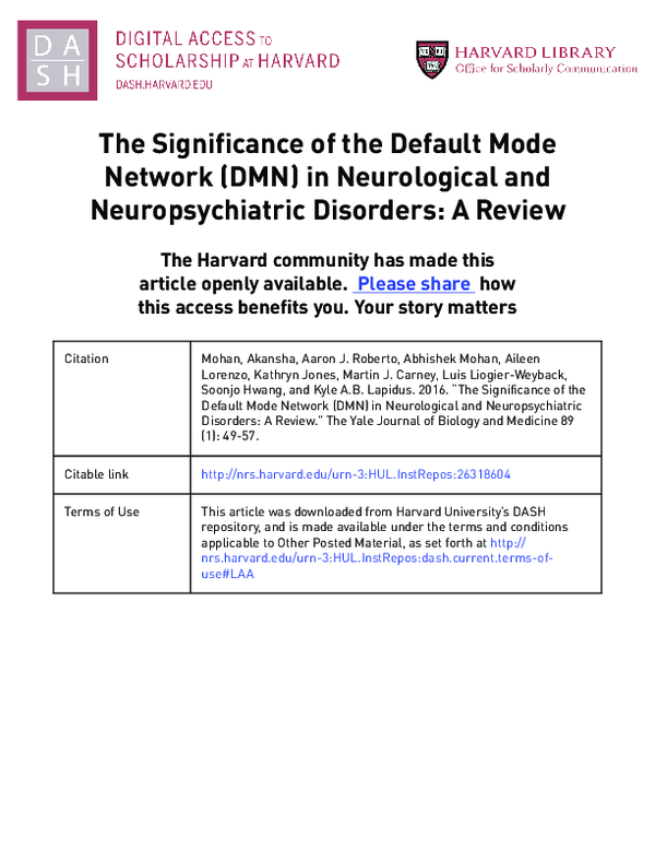 (PDF) The Significance of the Default Mode Network (DMN) in ...