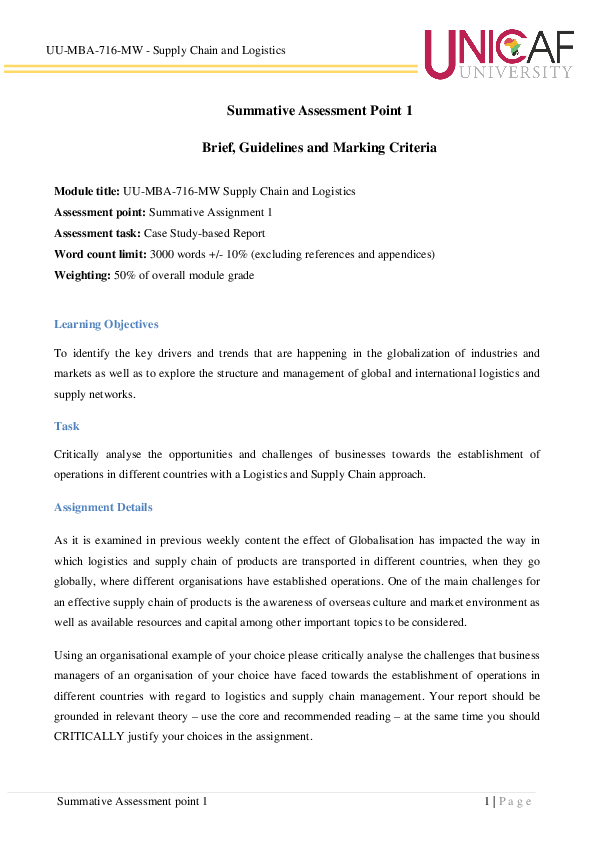 (PDF) Summative Assessment Point 1 Brief, Guidelines and Marking Criteria