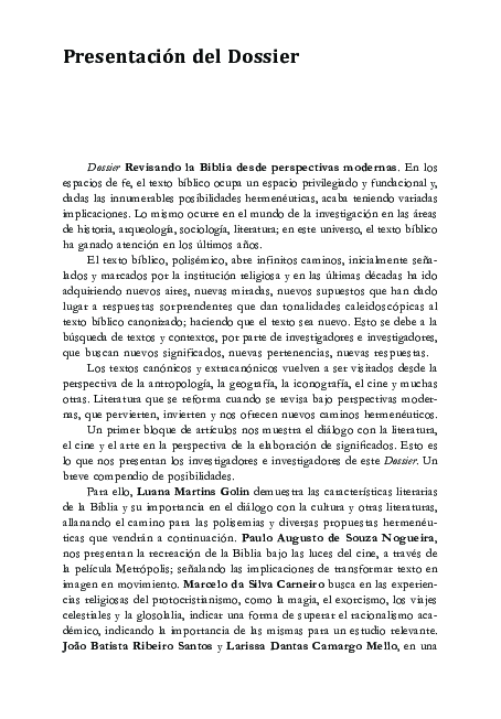 (PDF) Presentation of the Dossier