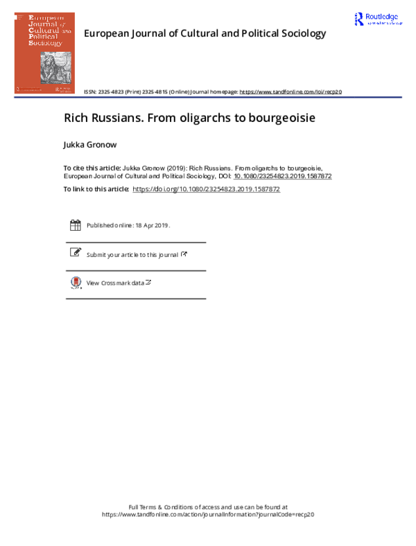 (PDF) Rich Russians : From Oligarchs to Bourgeoisie