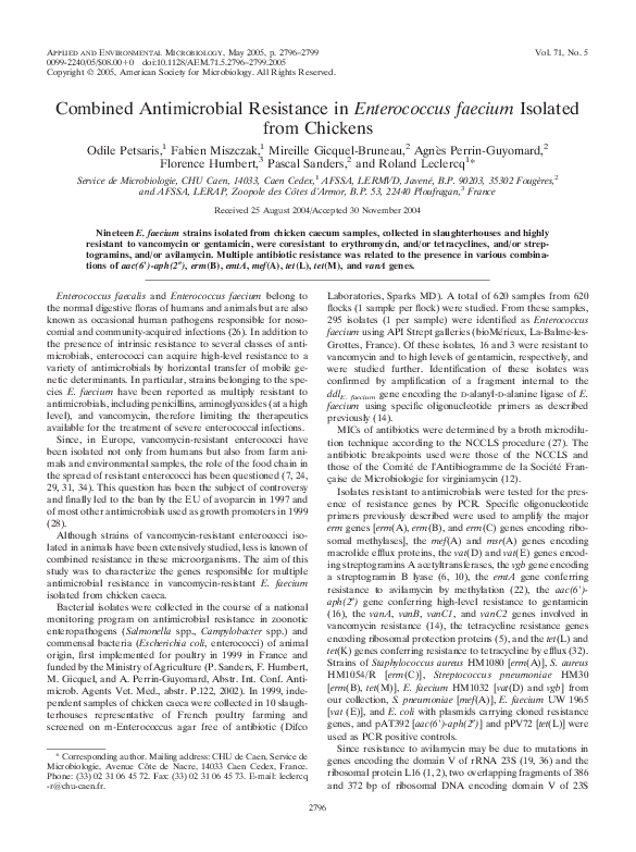 (PDF) Combined Antimicrobial Resistance in Enterococcus faecium ...