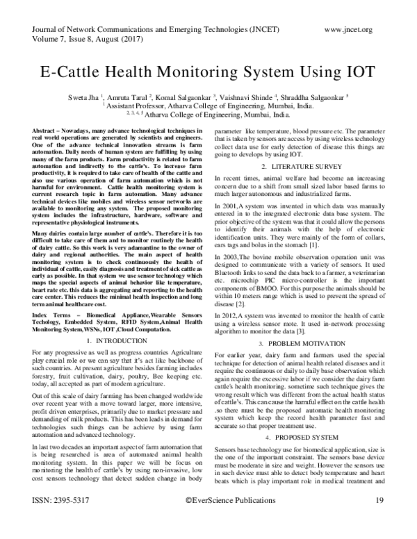 Pdf E Cattle Health Monitoring System Using Iot