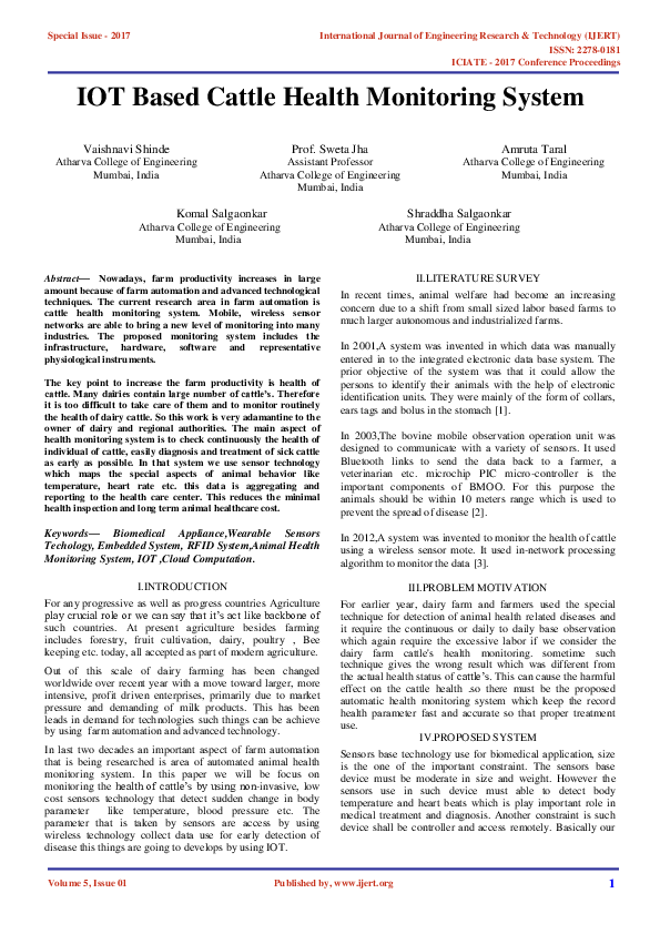 (PDF) IOT Based Cattle Health Monitoring System