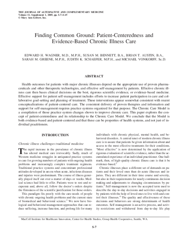 (PDF) Finding Common Ground: Patient-Centeredness and Evidence-Based ...