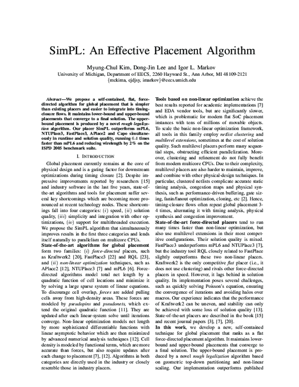 (PDF) SimPL: An Effective Placement Algorithm