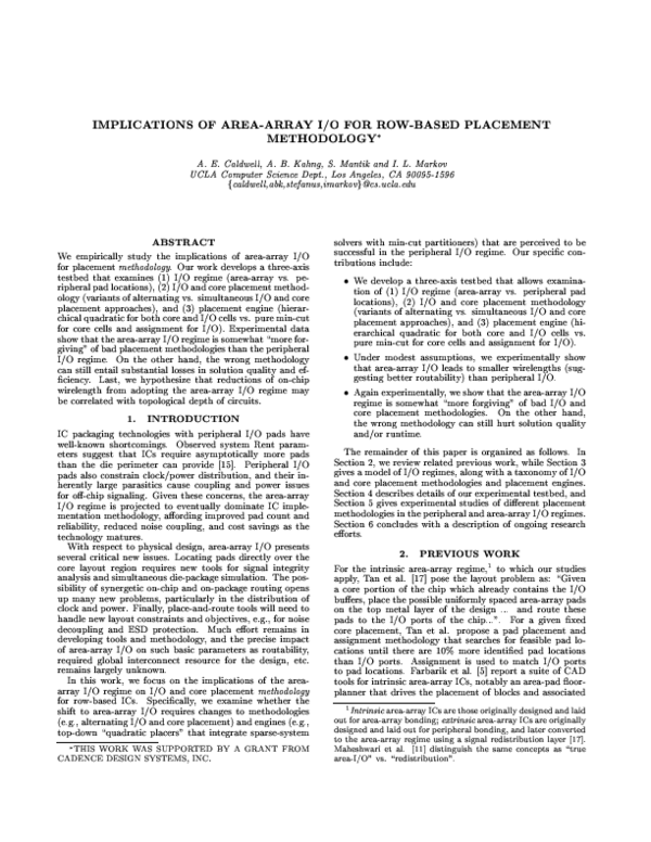 (PDF) Implications of area-array I/O for row-based placement methodology