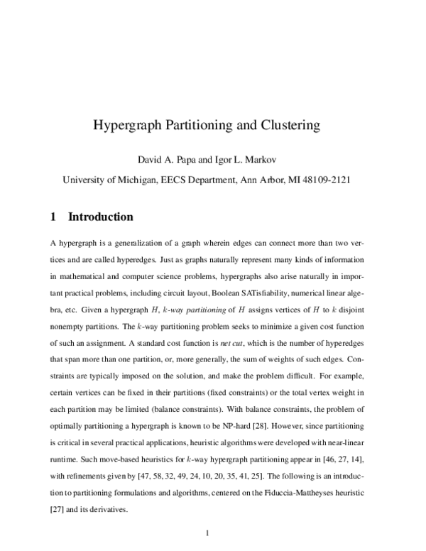 (PDF) Hypergraph Partitioning and Clustering